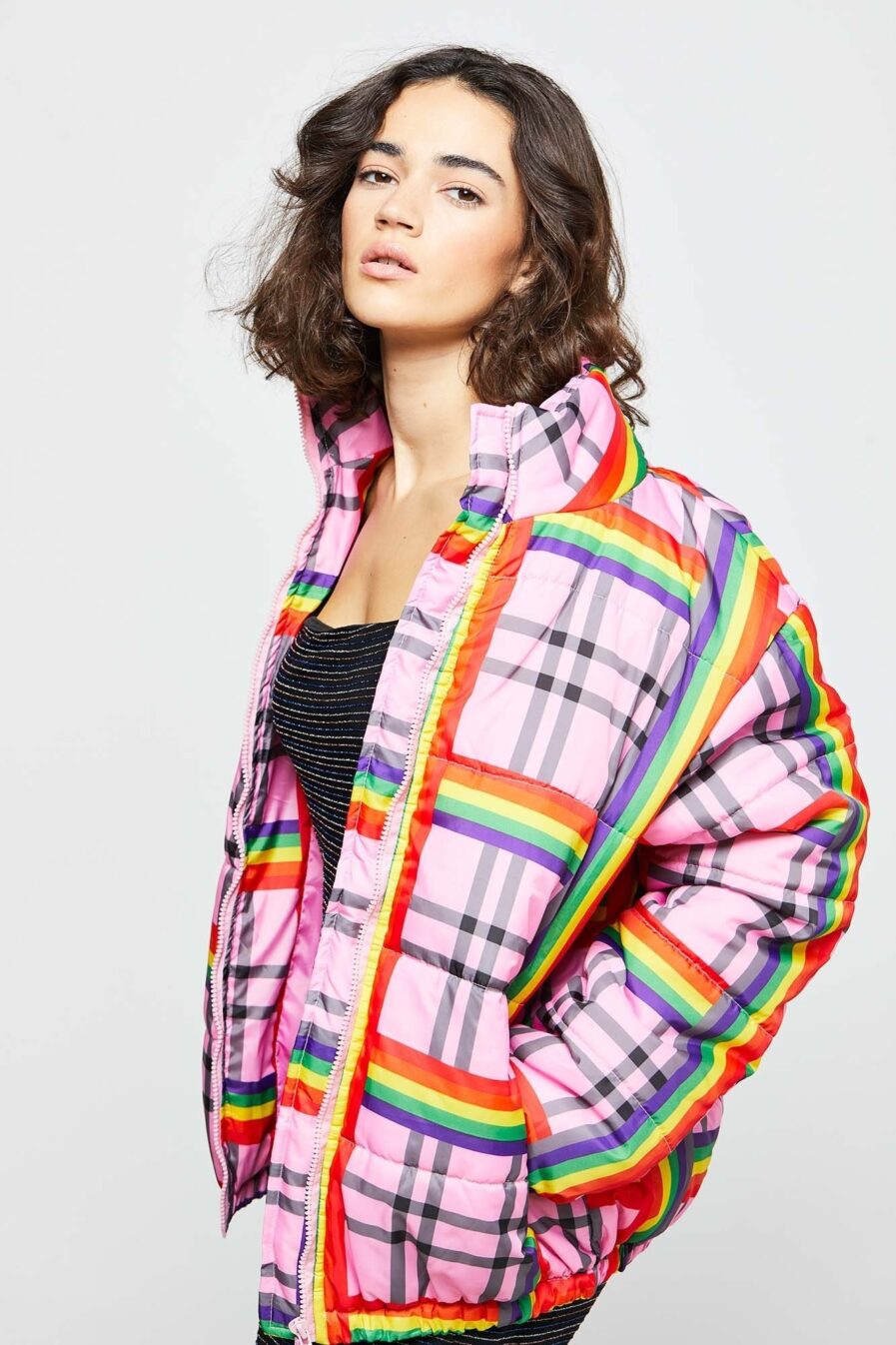 Rainbow Check Print Puffer Jacket – LA CHIC PICK