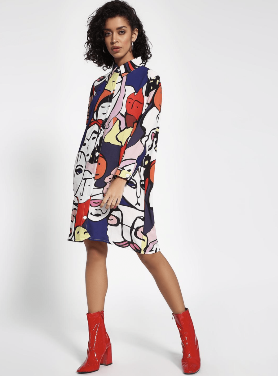 COMIC PRINT SHIRT DRESS – LA CHIC PICK