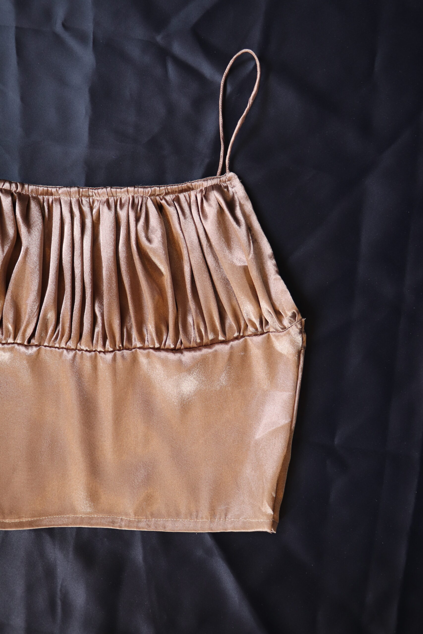 Copper Satin Ruched Bust Cami Crop Top – LA CHIC PICK