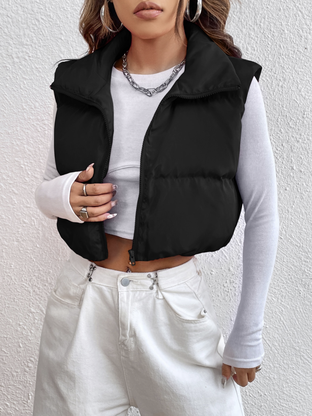 Black Zipper Front Sleeveless Puffer Jacket – LA CHIC PICK