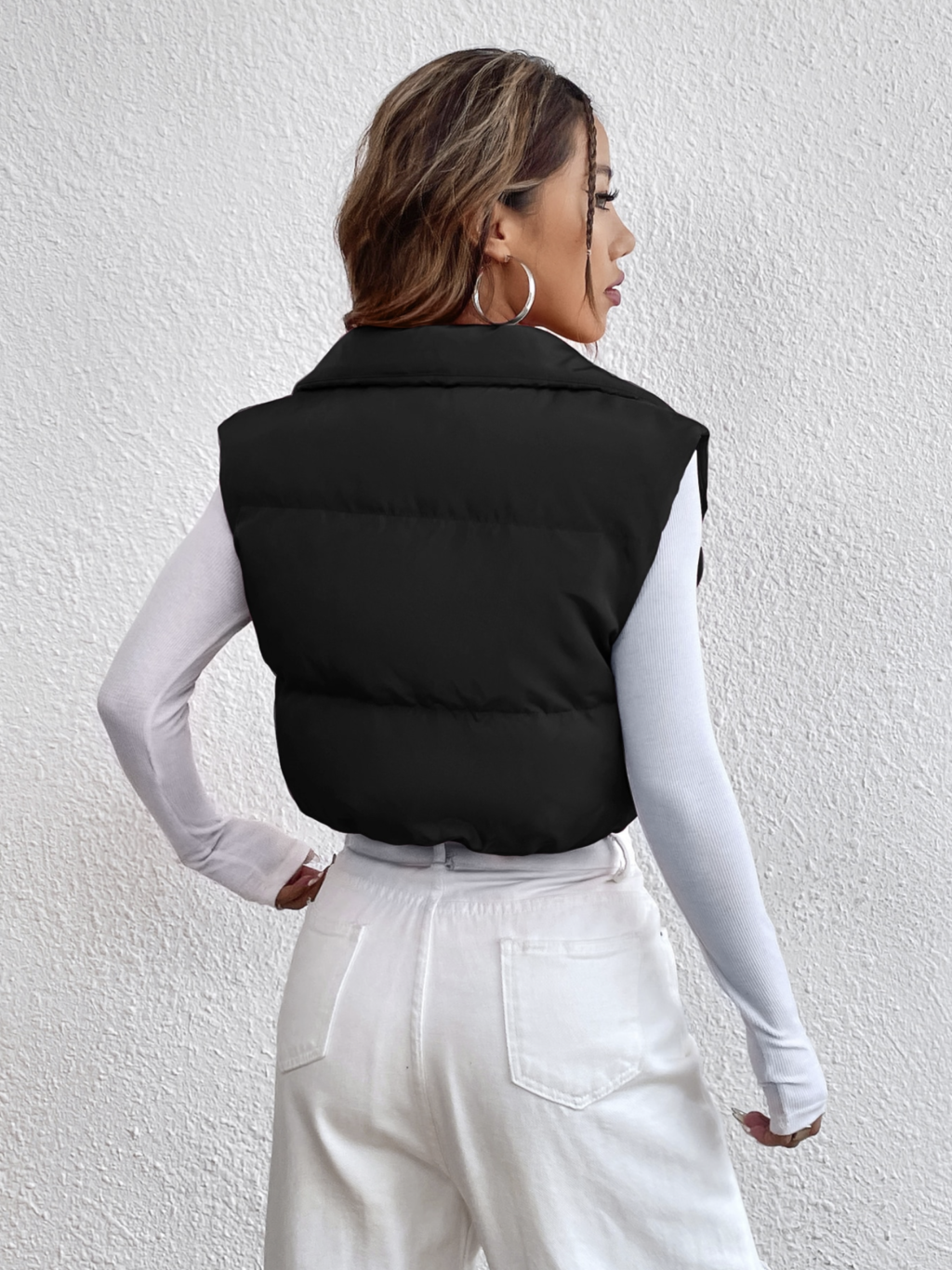 Black Zipper Front Sleeveless Puffer Jacket – LA CHIC PICK
